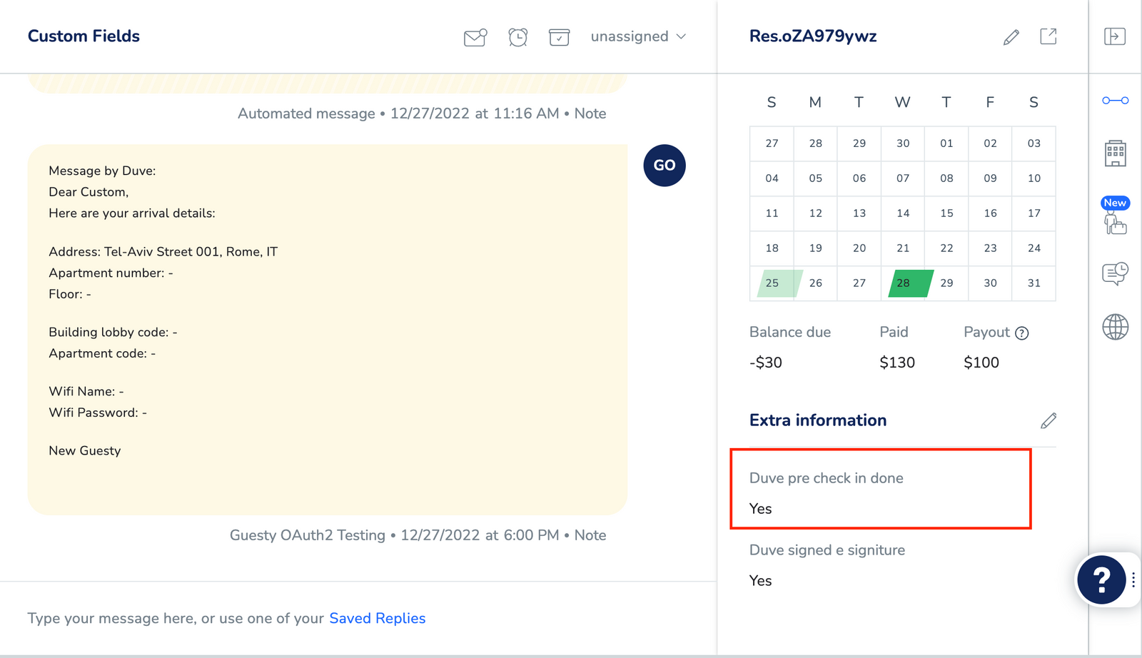 Guesty - New Custom Fields for Pre Check-in & E-Signature completed – Duve